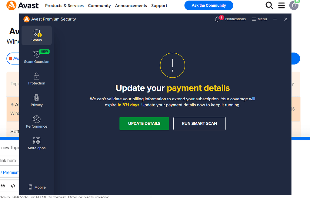 Persistent "Update Payment Details" Notification / Can't Dismiss Pop-up ...